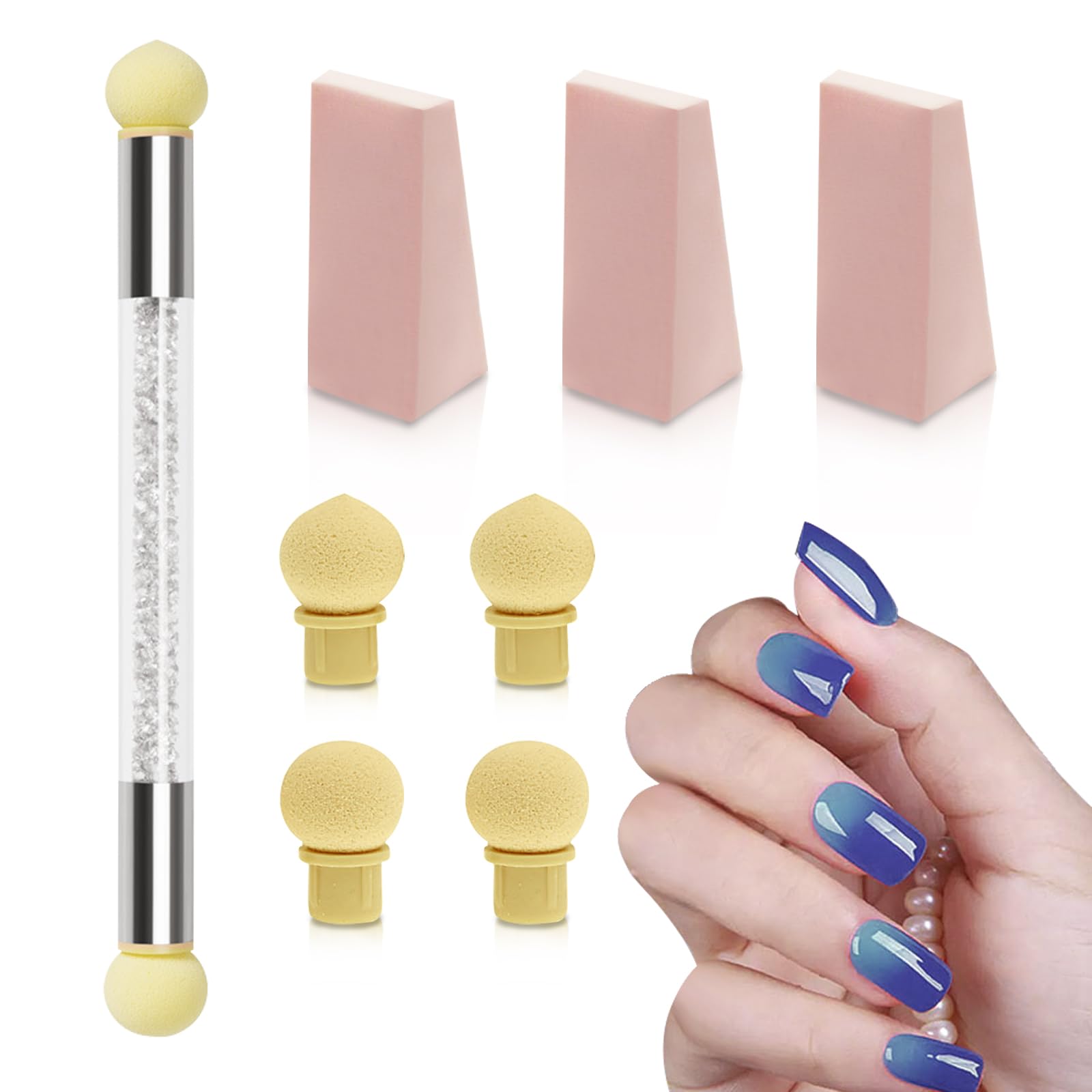 Amazon.com : MultiValue 8 pcs Nail Sponge, French Tip Nail Tool with a ...