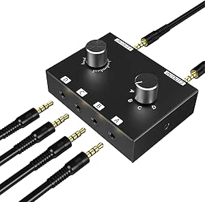 Amazon.com: 6-Way 3.5mm Stereo Audio Switcher, Audio Splitter Box Bi ...