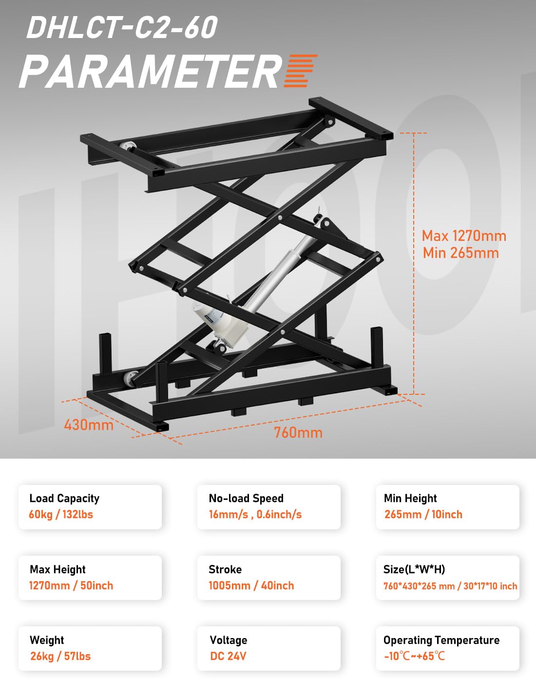 Snapklik.com : DIHOOL Electric Scissor Lift Table, 200Lbs, 10.43"-50.39" Height Adjustable ...