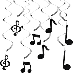 Amazon.com: 12 Pieces Musical Note Hanging Swirl, Music Theme Foil ...