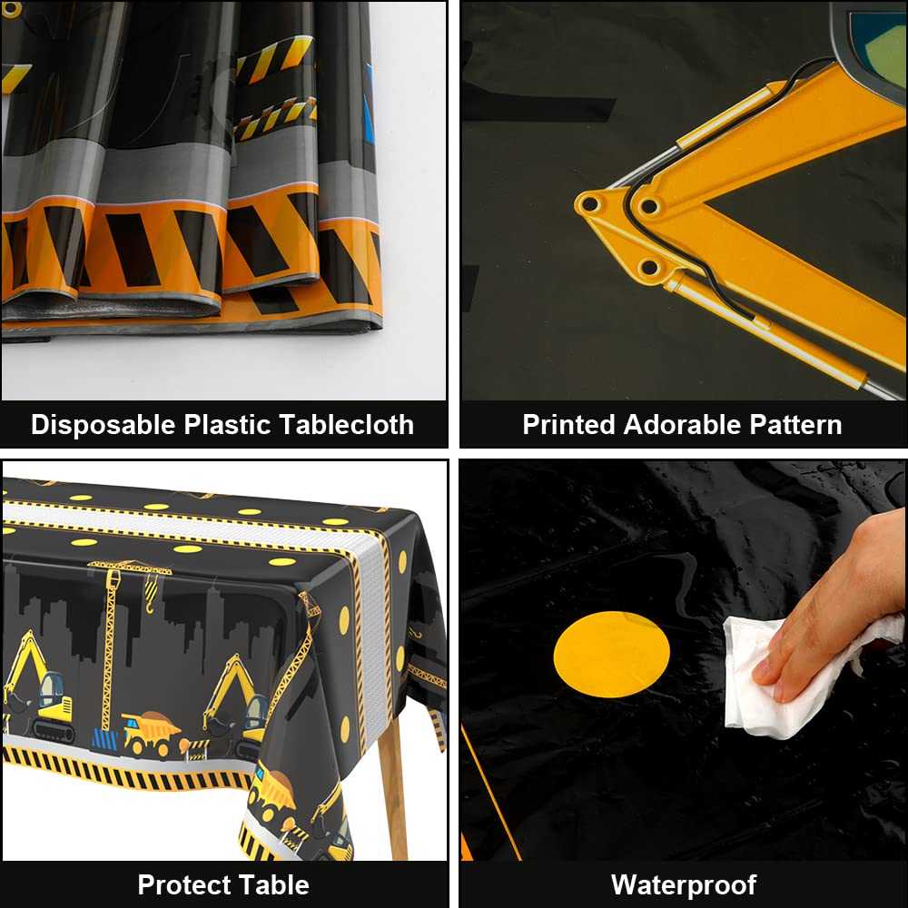 2 PCS Construction Table Cloth Plastic Disposable Construction Birthday ...