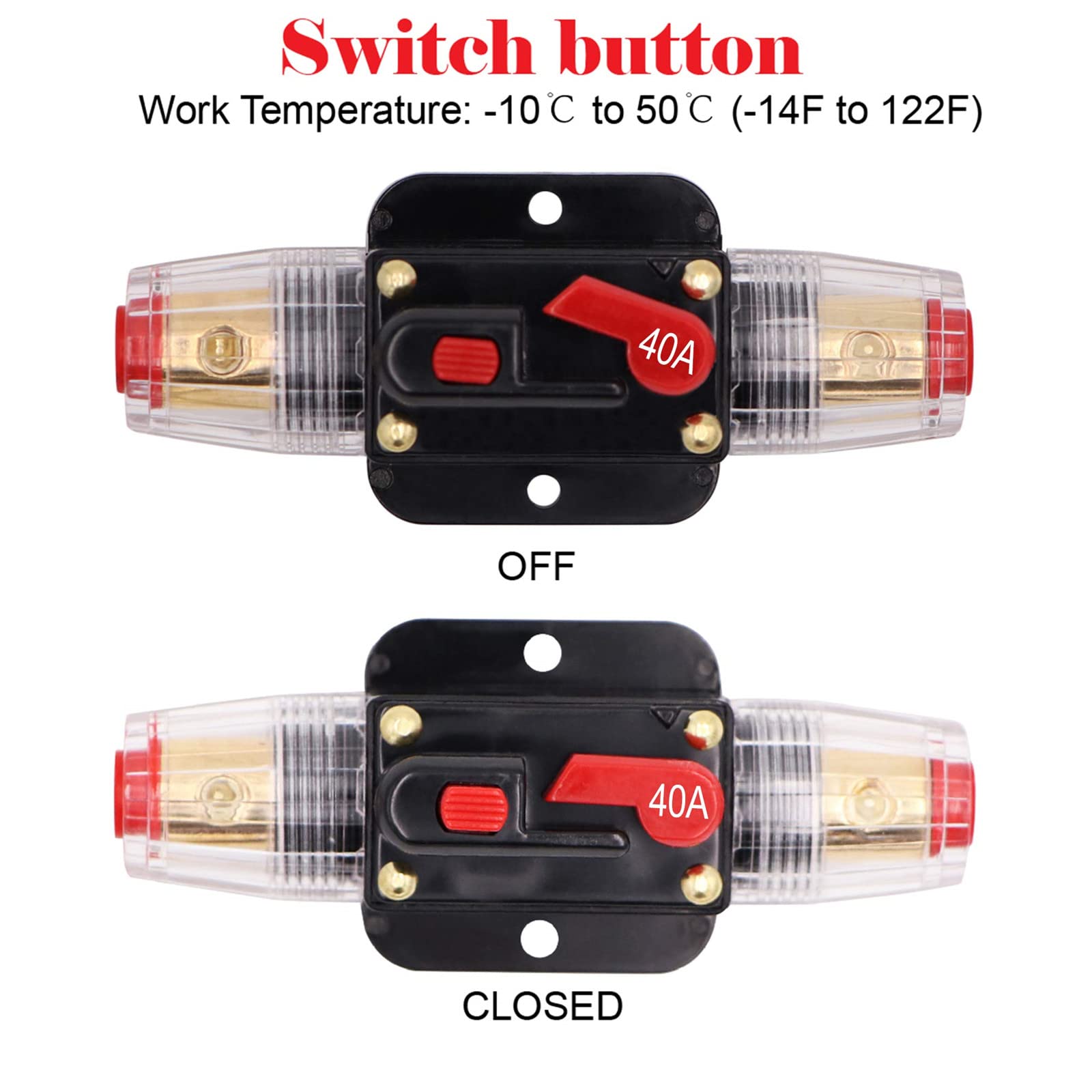 40 Amp Fuse 40 Amp Marine Rated In-Line Circuit Breaker - Manual Reset ...