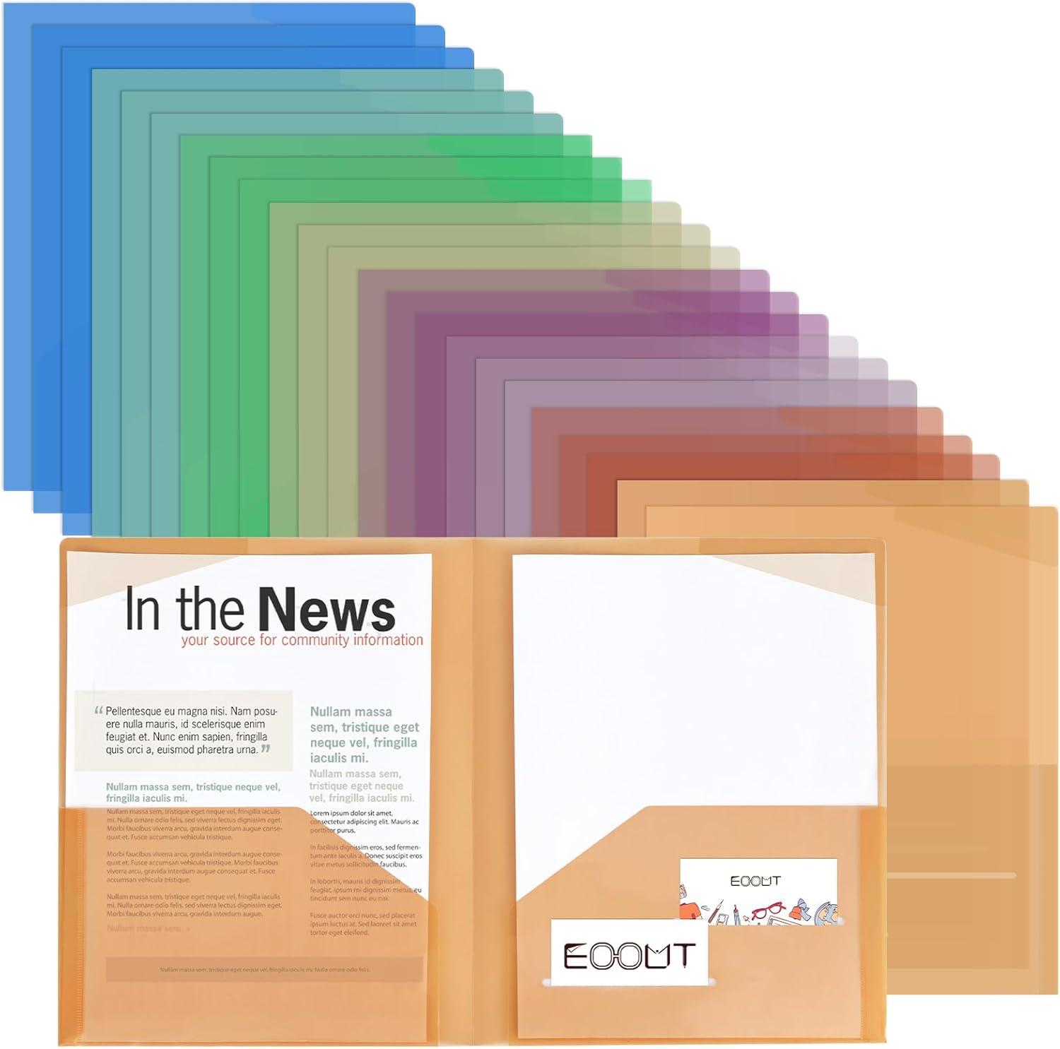 Amazon.com : EOOUT Transparent Plastic Folders with Pockets, 2 Pocket ...