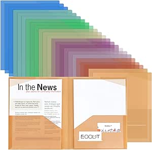 EOOUT Transparent Plastic Folders with Pockets, 2 Pocket, 24 pcs ...