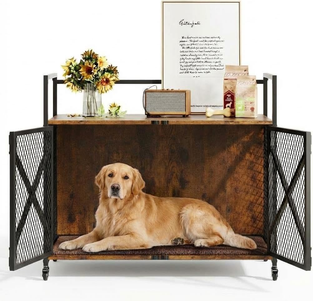 Amazon.com : Iron Wood Workbench Dog Crate - Heavy Duty Dog Crate, Chew ...