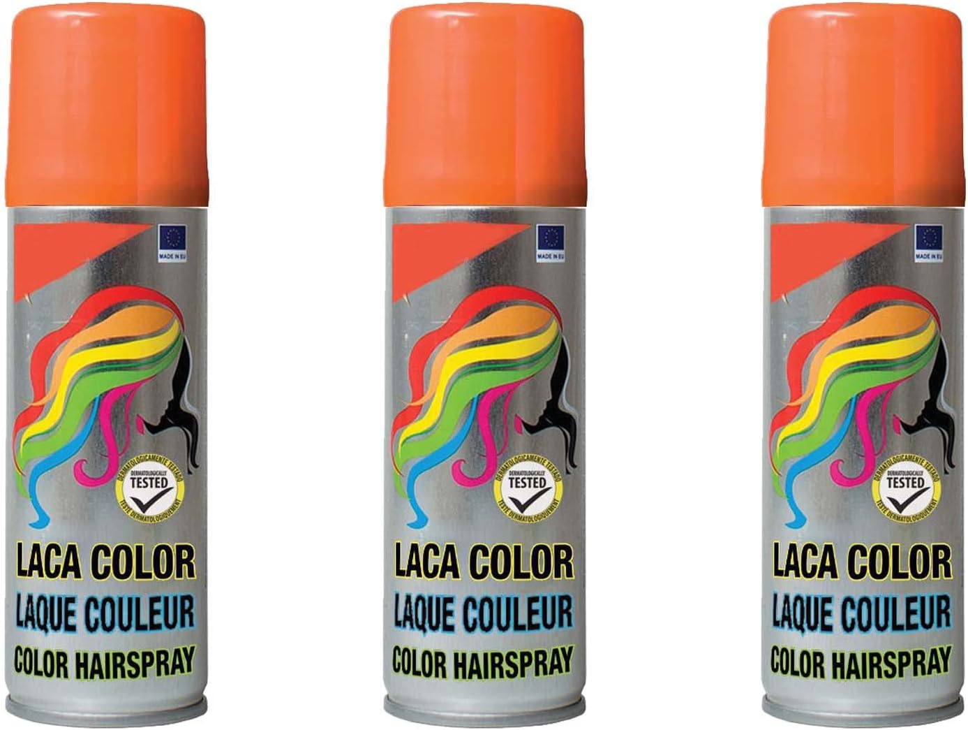Pack 3 Laca de Pelo Color Naranja 125ml - Spray Colores para Cabello ...