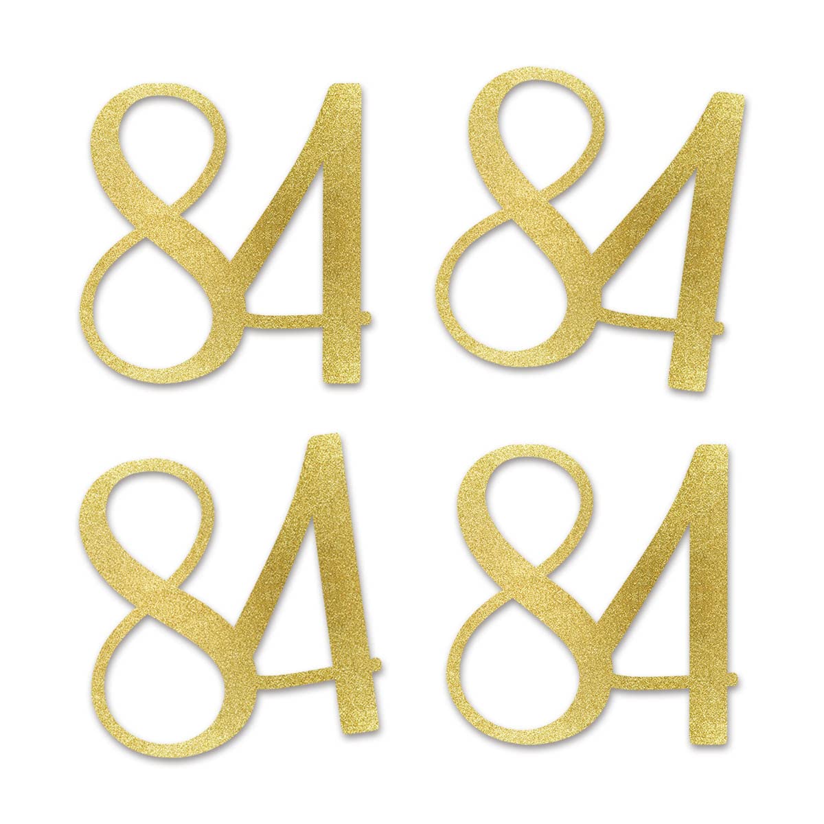 Amazon.com: Gold Glitter 84 Cut-Out Numbers, 84th Birthday Party ...