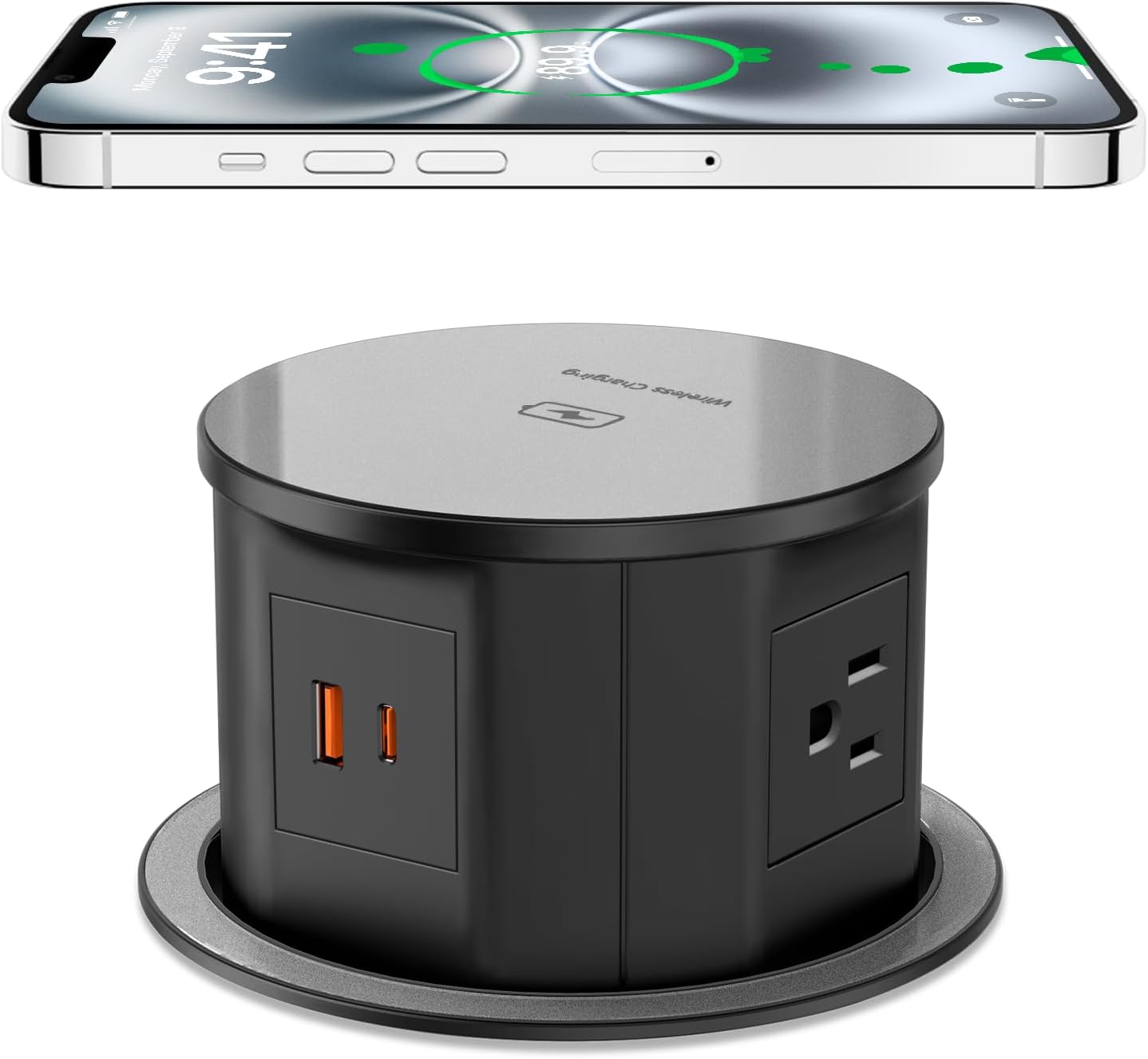 Pop Up Outlet with 15W Wireless Charger, 4 AC Outlets & PD 20W USB Fast ...