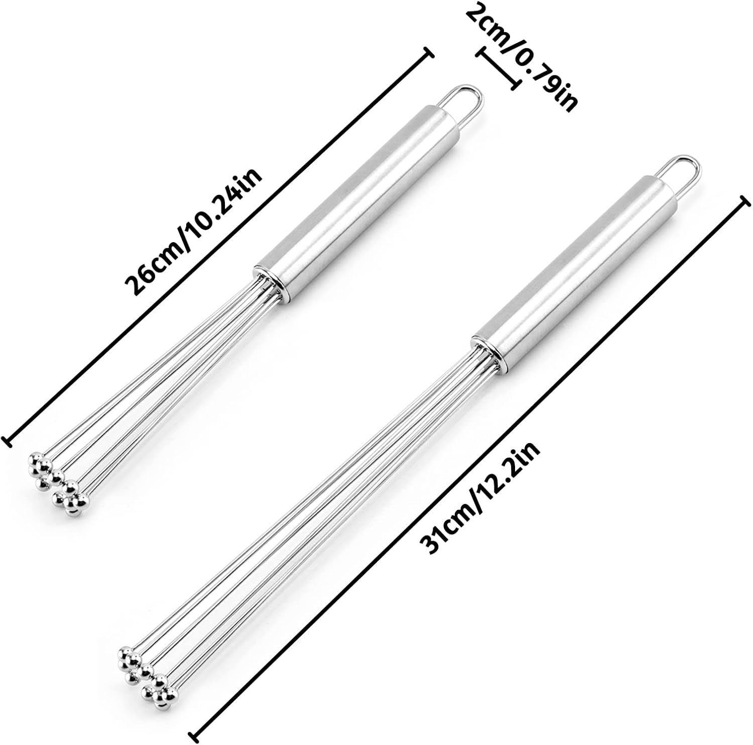 2 Pieces Stainless Steel Ball Whisk Set Wire Egg Whisk Manual Mixer Egg ...