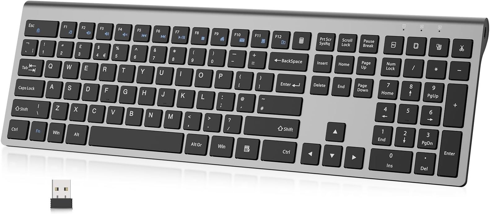 PINKCAT 2.4G Wireless Keyboard, Rechargeable Ultra Slim Ergonomic, Full ...