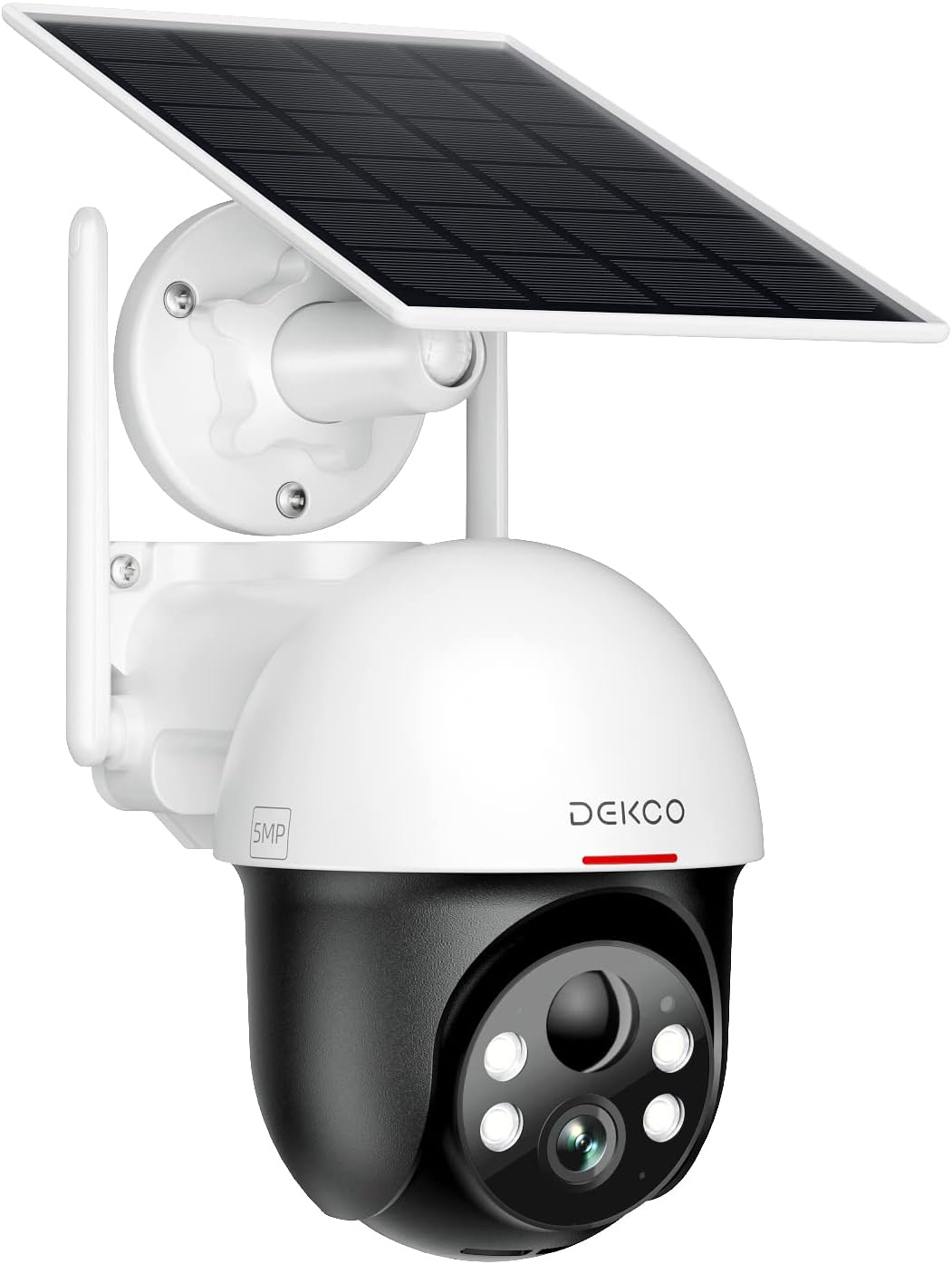 DEKCO Caméra de sécurité solaire sans fil, vision à 360 °, 5 MP, caméra ...