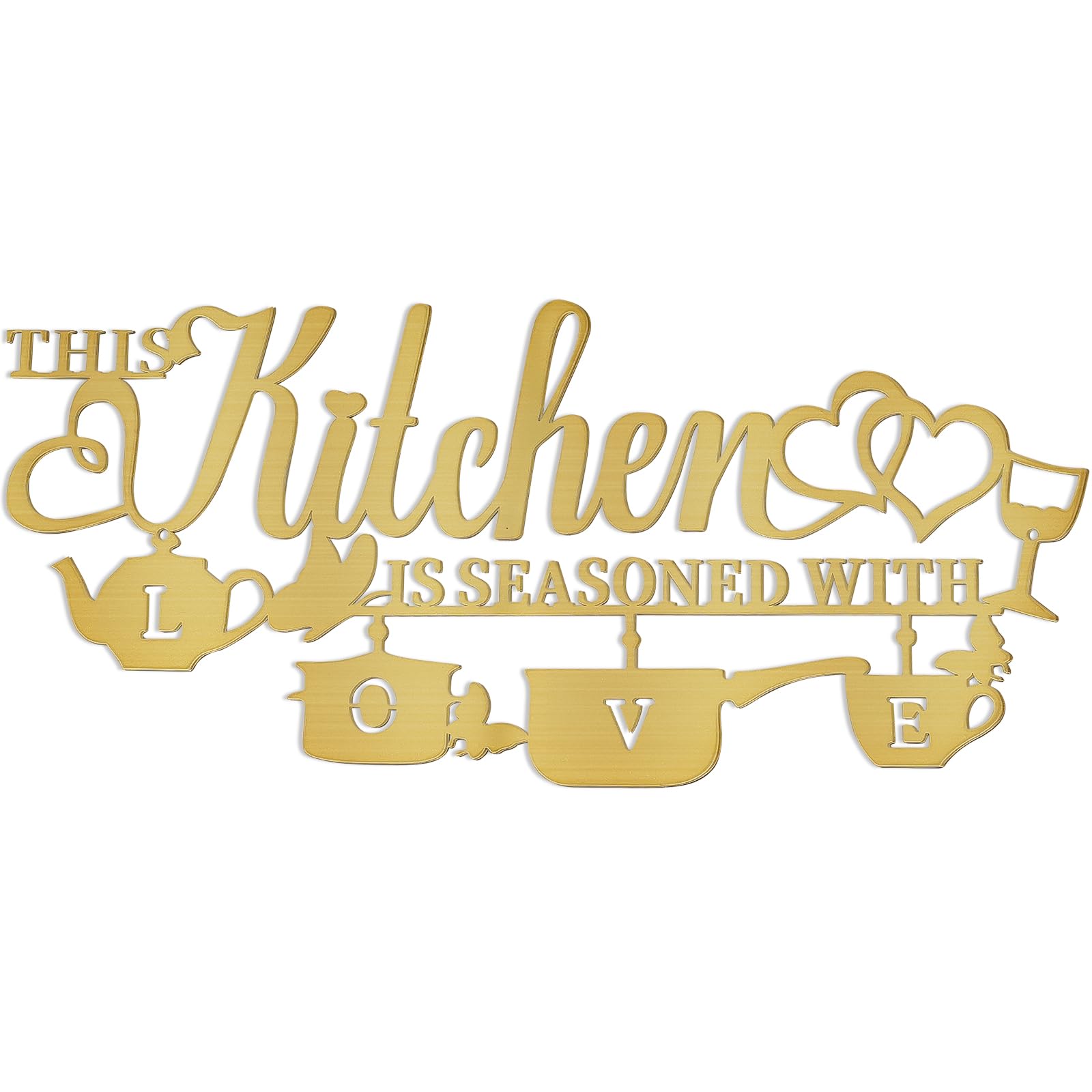 Amazon.com : KHayRovies Kitchen Metal Sign Wall Decor, Golden Wall ...