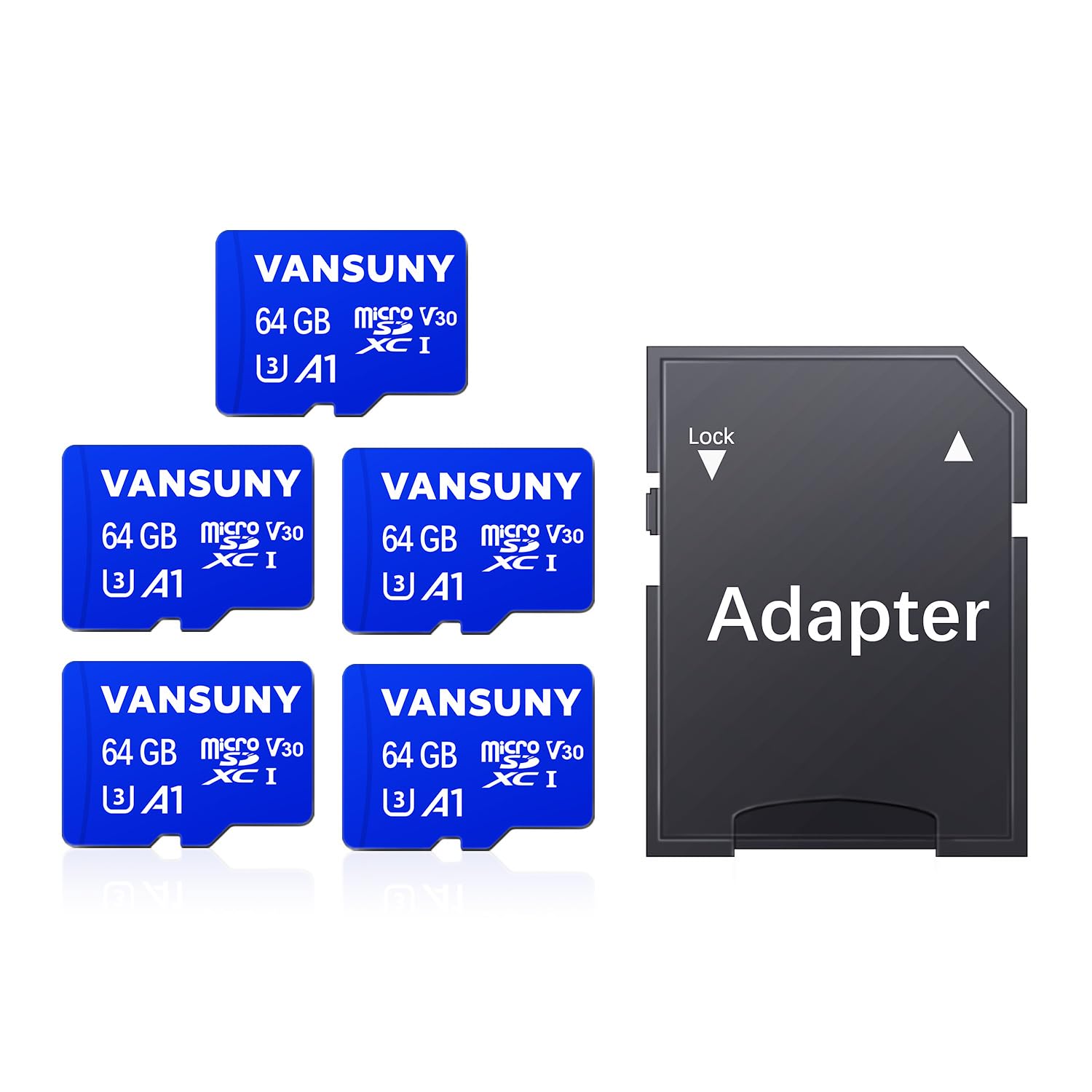 Vansuny 64GB 5Pack Micro SD Card, Ultra Micro SDXC Memory Card with SD ...