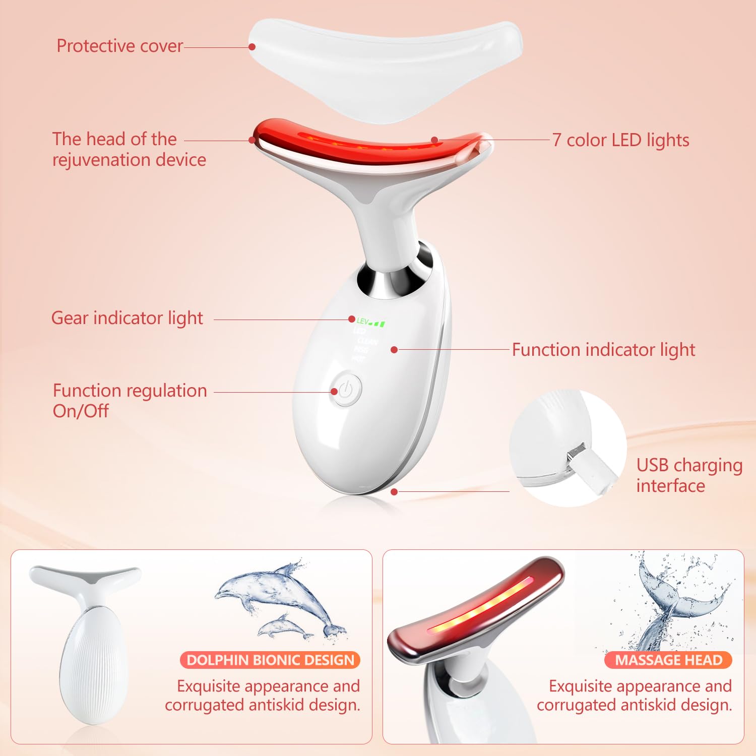 Snapklik.com : 2025 New Face And Neck Massager Tool, 7 Colors LED ...