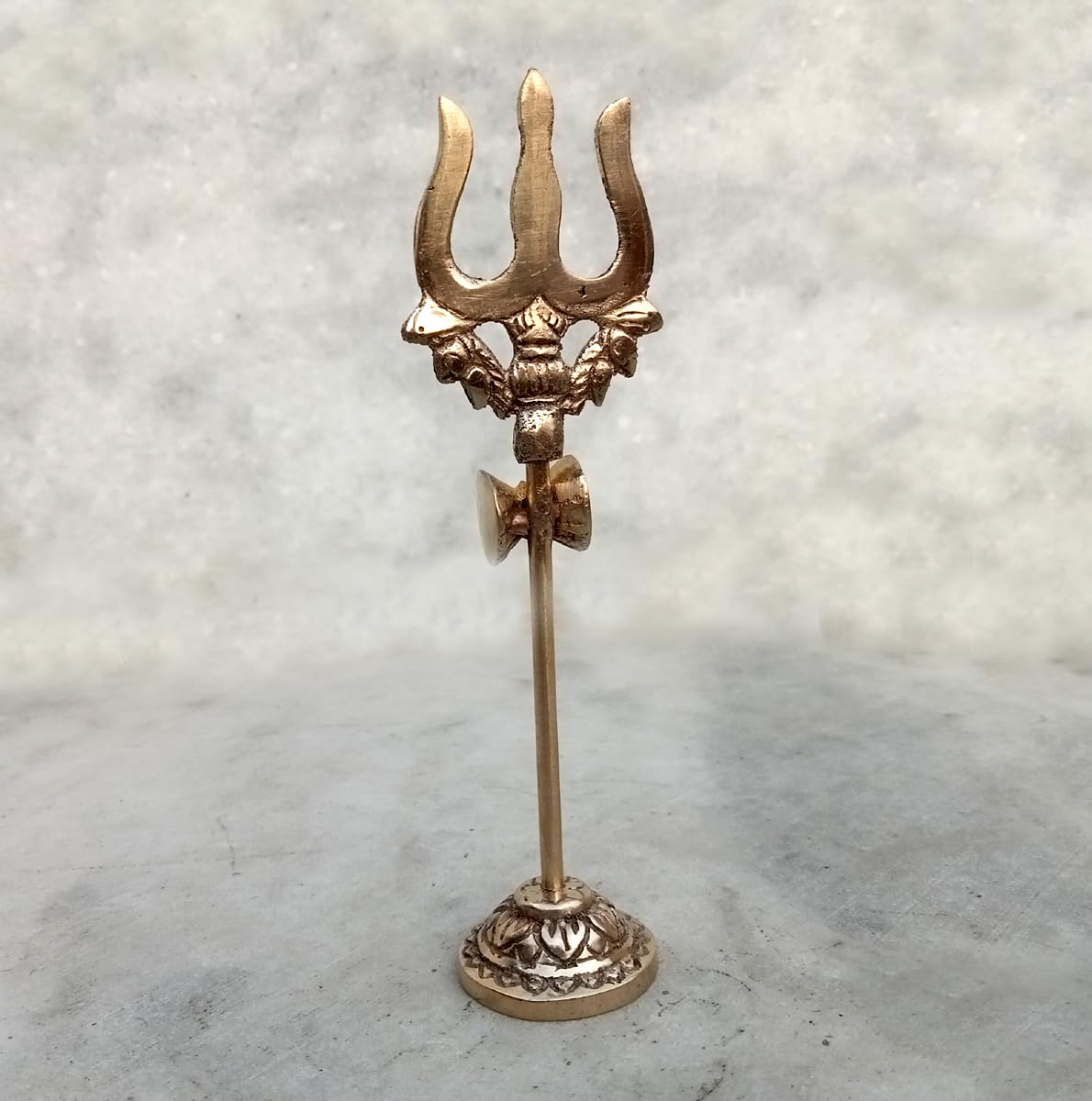 trishool with Stand Pure Brass Mini Version 25 grm Weight for Temple ...