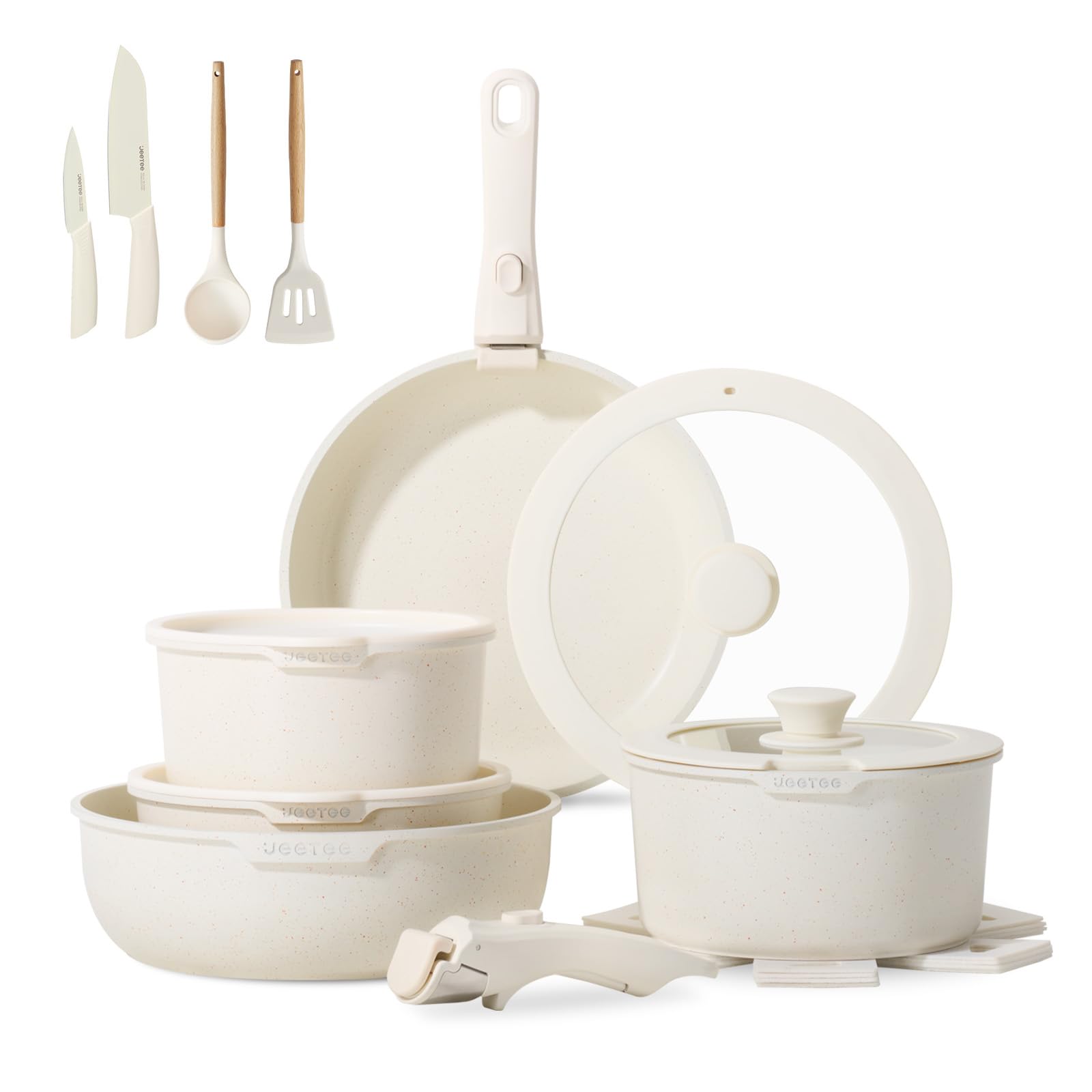 Amazon.com: JEETEE Pots and Pans Set Non Stick 19pcs, Kitchen Cookware ...