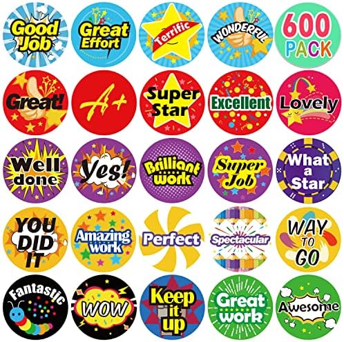Amazon.com: Yoklili Pack of 600 3/4" Teacher Reward Motivational ...
