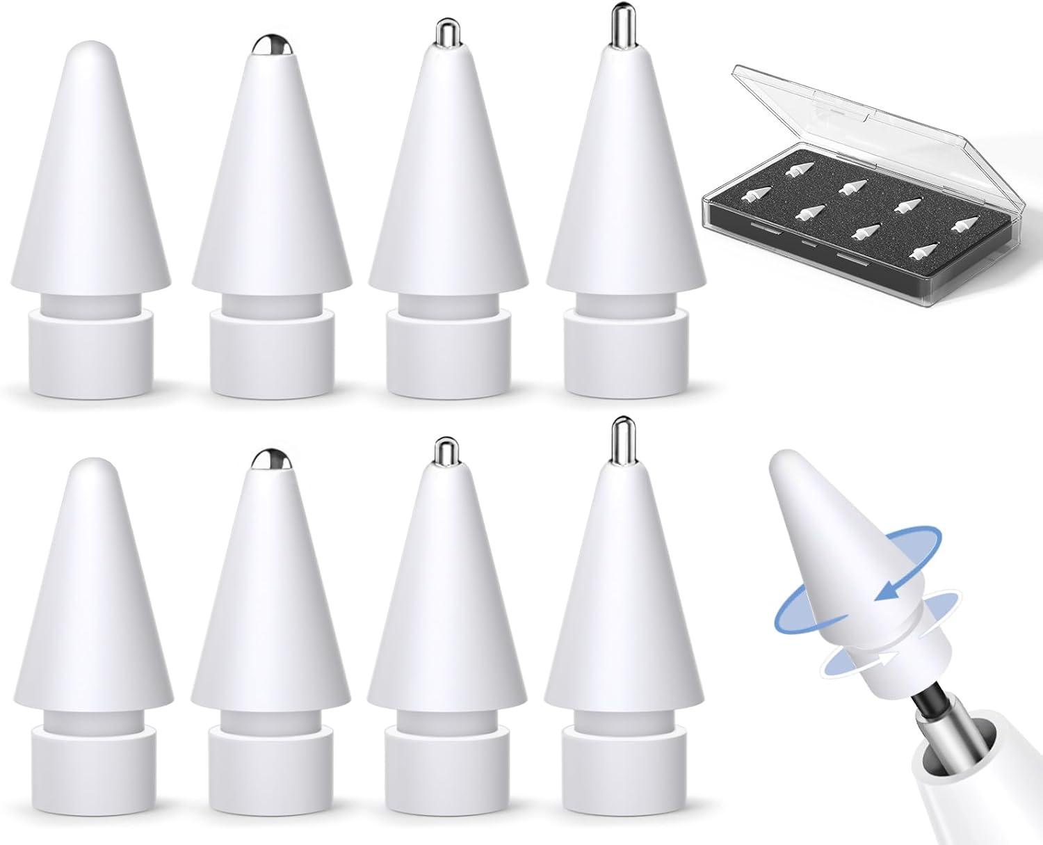 8 Pack for Apple Pencil Tips,Upgraded Replacement Nibs for Apple Pencil ...