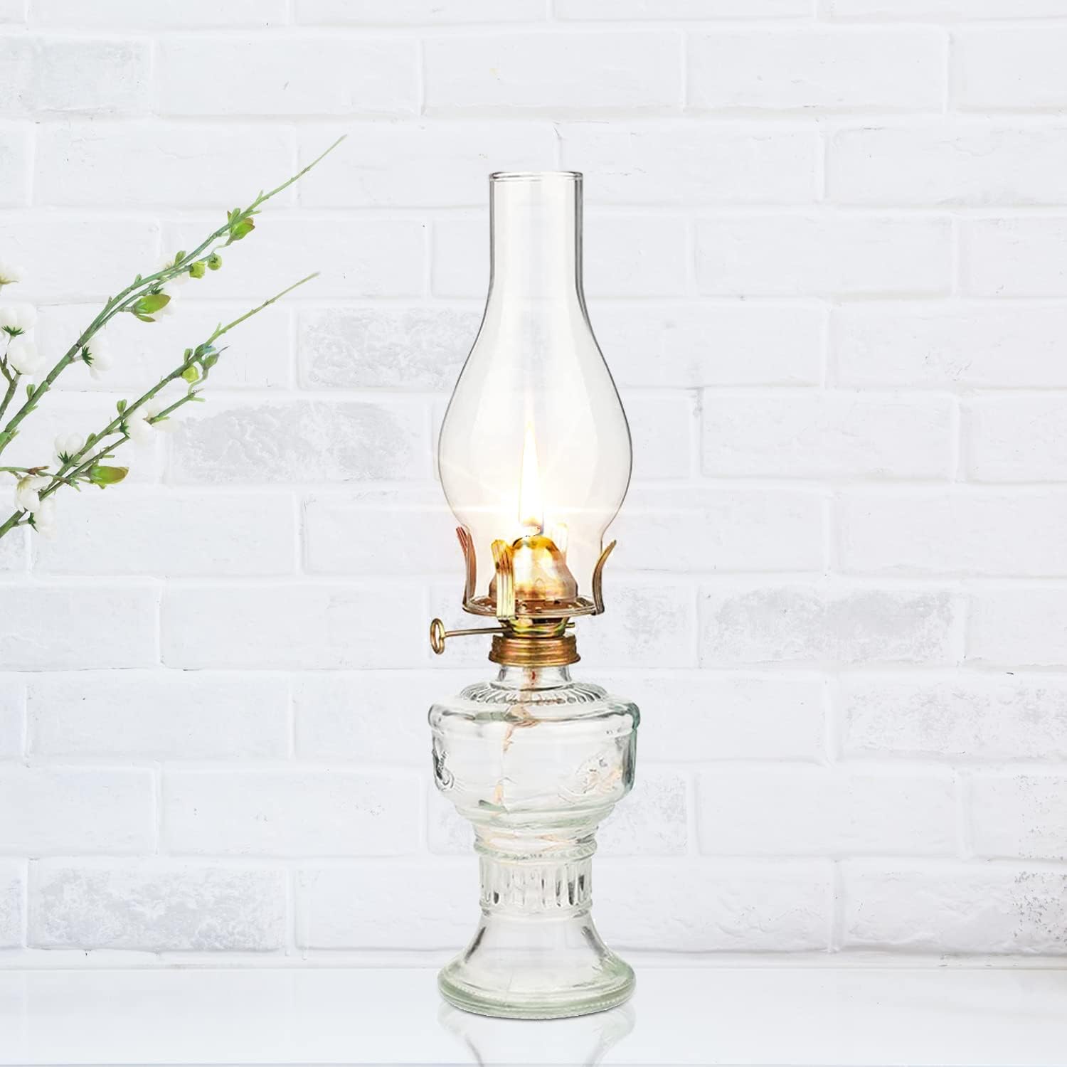 TRANSPLANT 32cm Glass Kerosene Lamp Oil Lamp Glass Classic Retro Home ...