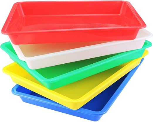 Amazon.com: Weoxpr 5 Pack Multicolor Plastic Art Trays - Activity Tray ...