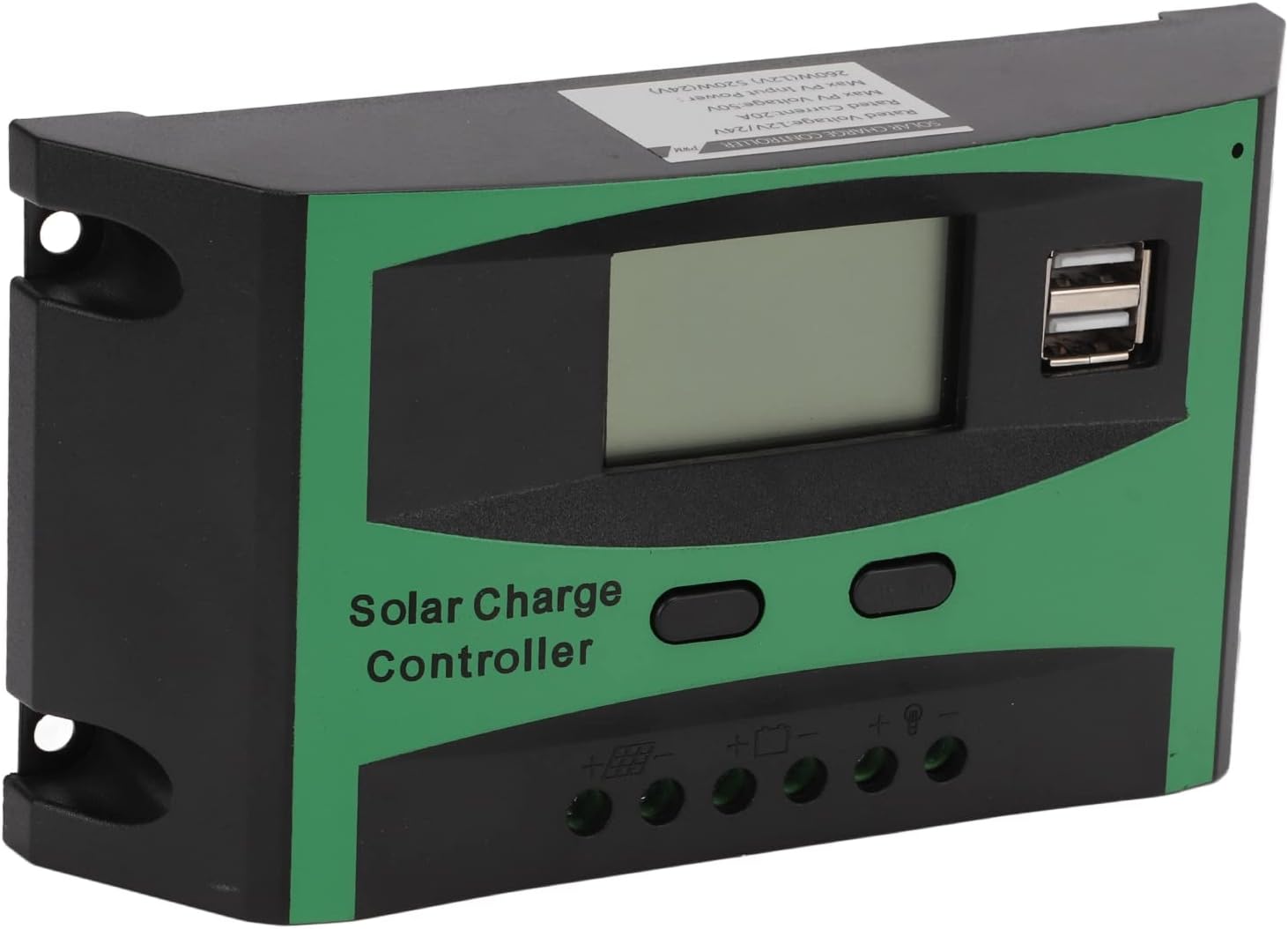 20a PWM Solar Panel Controller, Large LCD Screen Dual USB Overvoltage ...