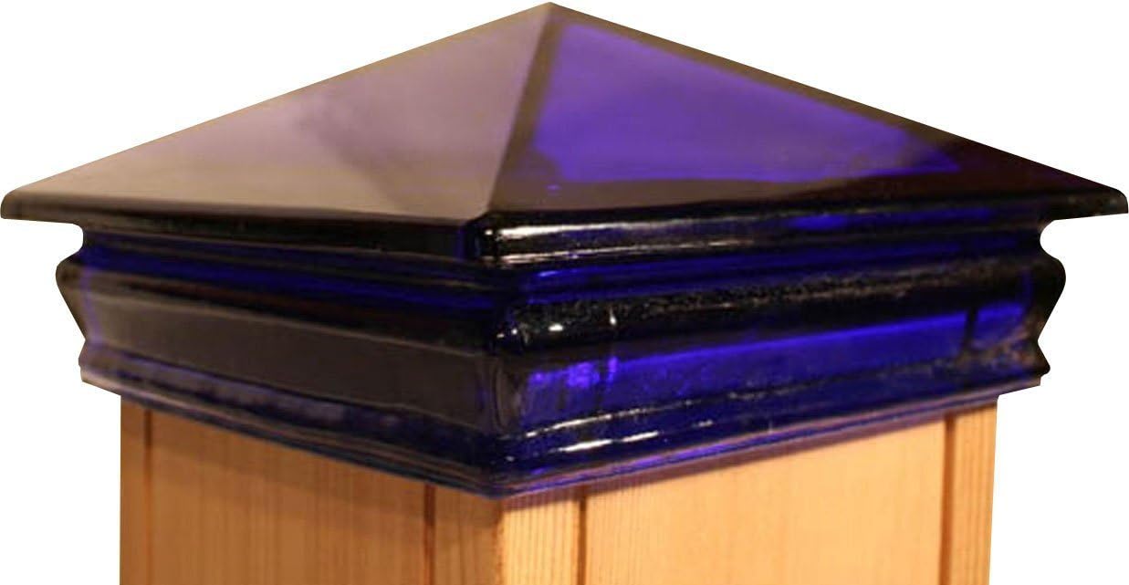 Woodway Glass Pyramid Post Cap, fits 5.5" Post, in Cobalt Blue, 8 Pack ...