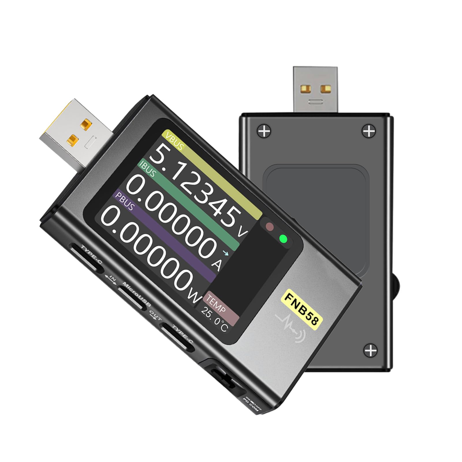 USB Tester, FNB58 USB Tester USB Voltmeter Ammeter Tester Type-C Fast ...