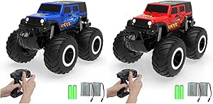 Amazon.com: STEMTRON Amphibious Remote Control Car, Blue and Red RC Monster Truck Remote Control ...