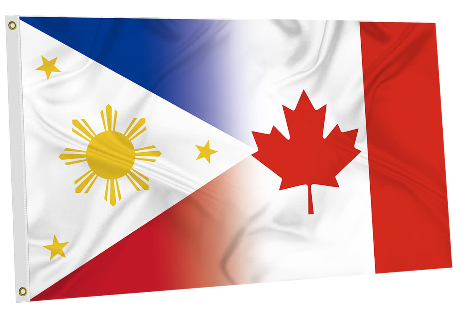 Canada Philippines Flag 3x5 Ft, Made of Glossy Fabric -Silk - Vivid ...