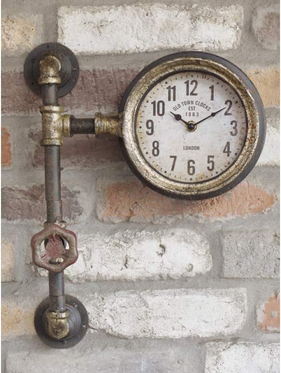 'Old Town Clocks' Triple Clock with Industrial Pipework : Amazon.co.uk ...