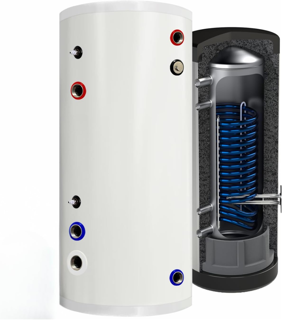 TECHGLOBE - Warmwasserspeicher 1 Wärmetauscher 4 m²- Edelstahl - Warmwasserboiler ...