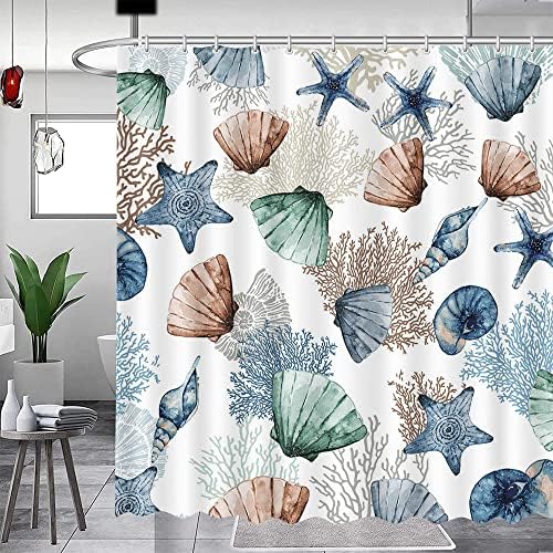 Amazon.com: MEHOFOND Nautical Coastal Shower Curtain Beach Bathroom ...