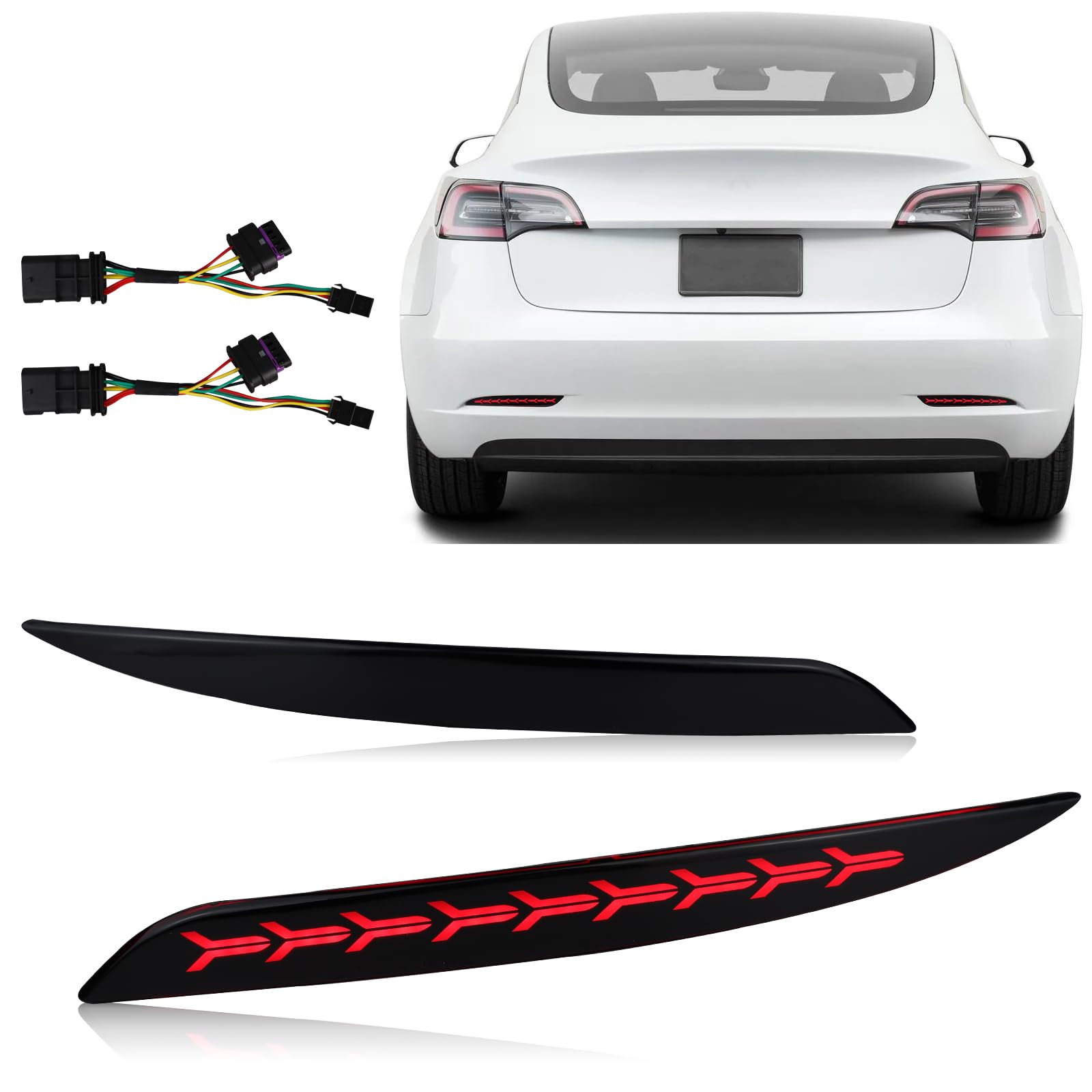 GEEGEETOP Smoked Lens Rear Fog Bumper Reflector Brake Tail Sequential ...