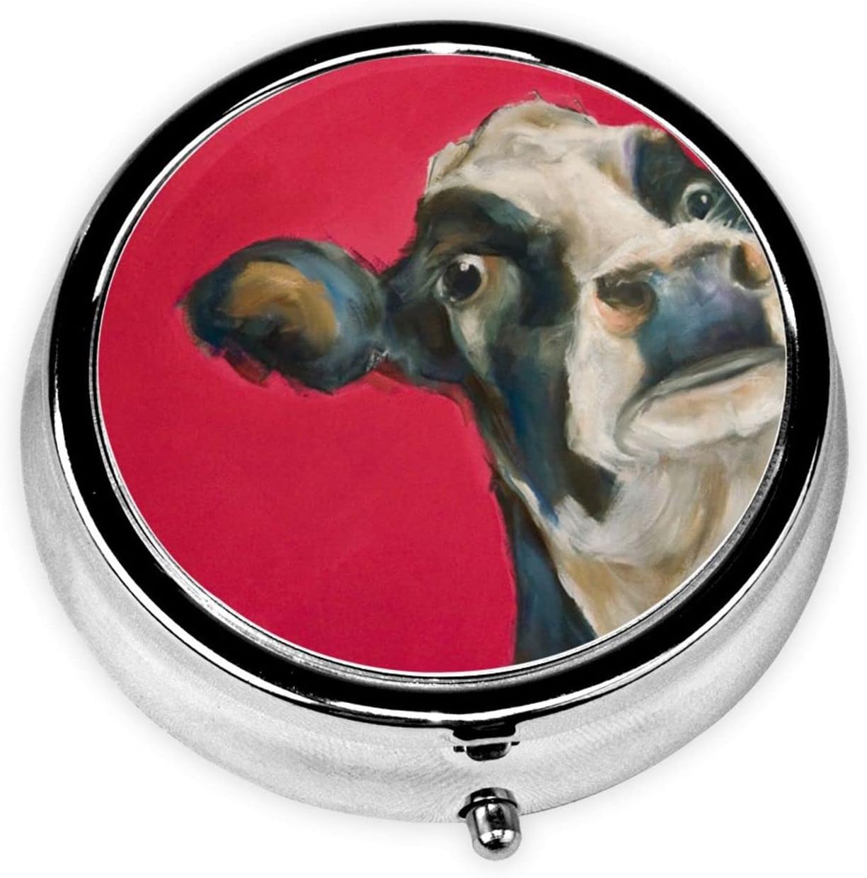 Black White Cow Round Pill Box, Mini Portable Pill Box, Suitable for ...