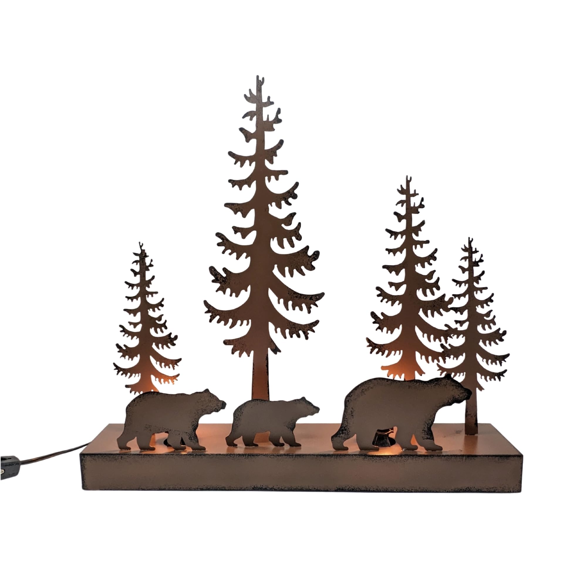 BestGiftEver Rustic Metal Bear and Cubs Nightlight – Forest-Themed ...