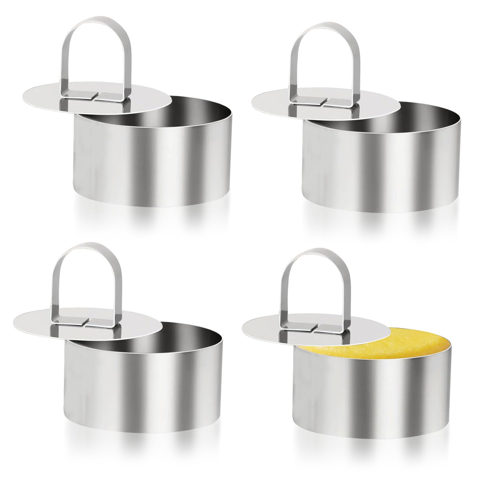 NCOALE Cooking Rings Set, 4 Pack Stainless Steel Crumpet Rings Non ...