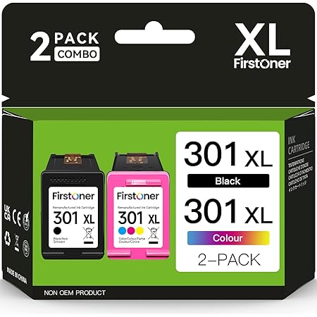Firstoner 301XL Ink Cartridges Combo Pack, 301 Ink Cartridges Black and ...