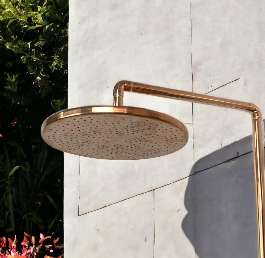 Unlacquered Copper Shower Head, Rustic Rainfall Showerhead,Antique ...