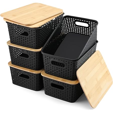 Amazon.com: AREYZIN Set of 6 Plastic Storage Baskets Organizing ...