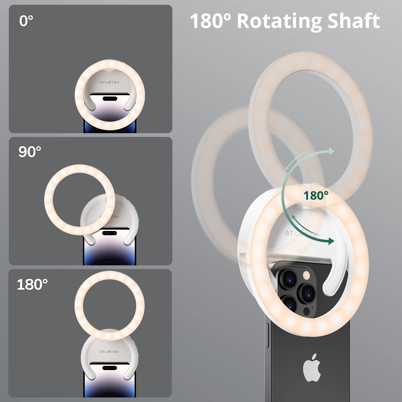 Snapklik.com : 4 Rotatable Selfie Ring Light For Phone, Rechargeable ...