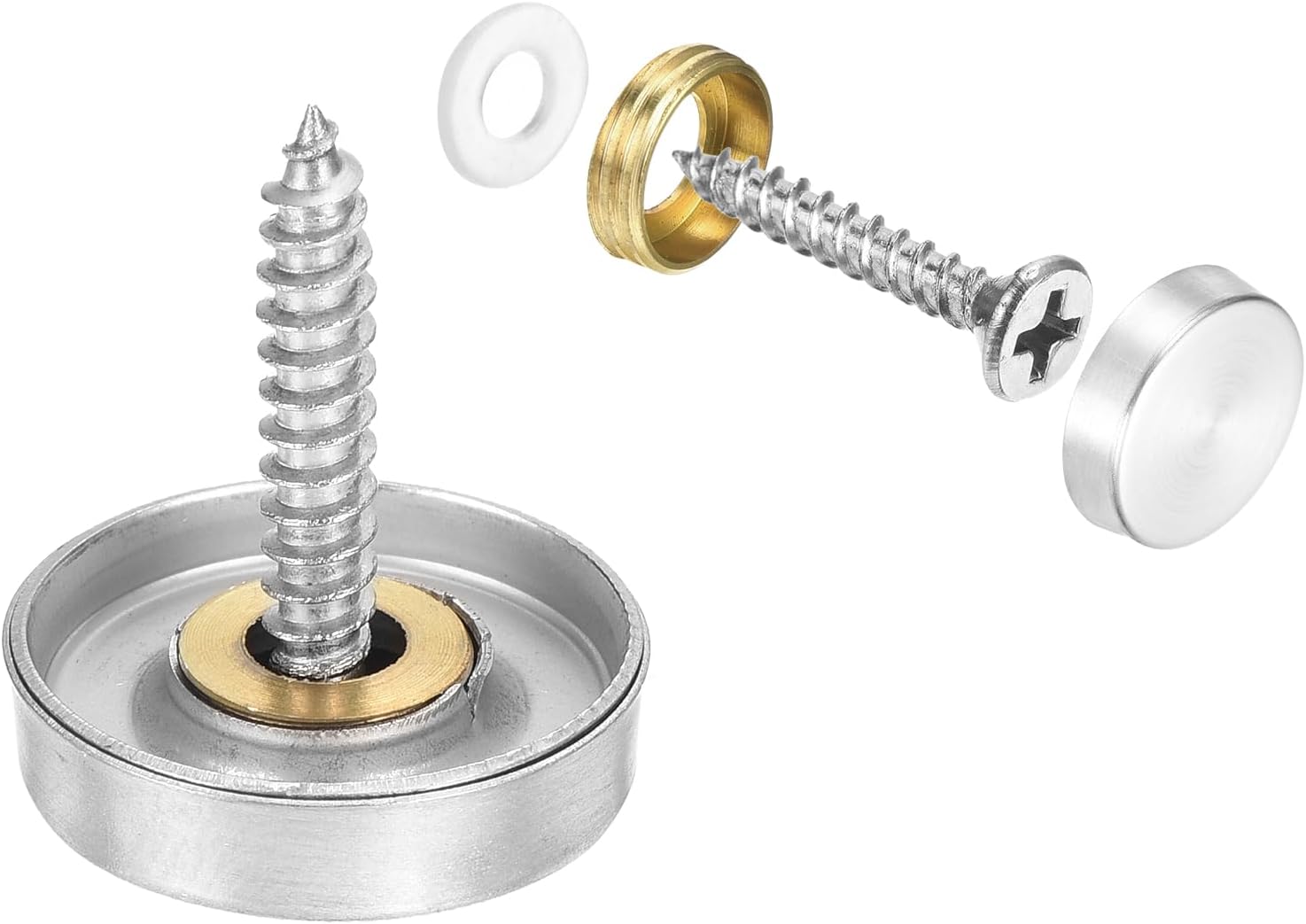 Amazon.com: uxcell 12 Pcs Screw Covers Caps, Stainless Steel Mirror ...