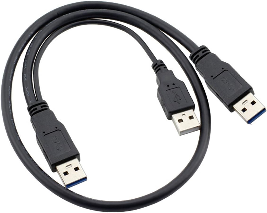 Amazon.com: Cablecc USB 3.0 Type-A to Dual Type-A Extra Power Y Cable ...