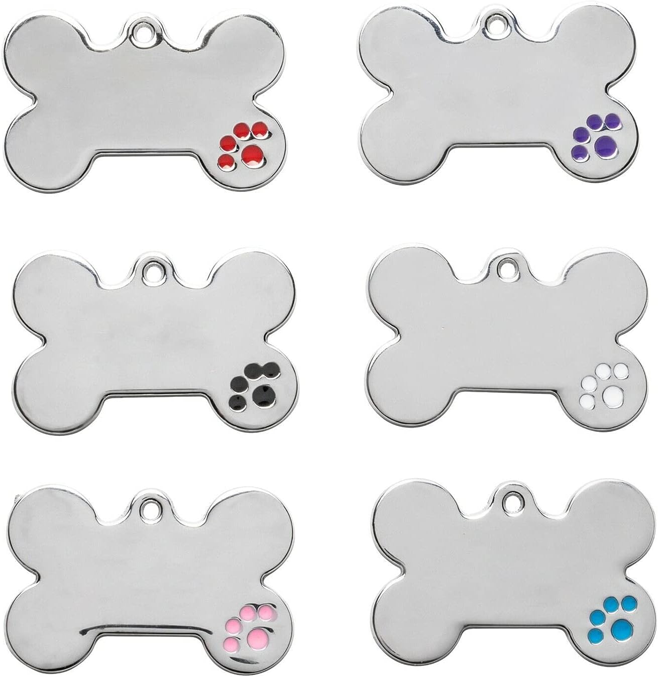 Fyfjur 6 PCS Blank Dog Tags, Cute Bone Shaped Pet ID for DIY Engraved ...