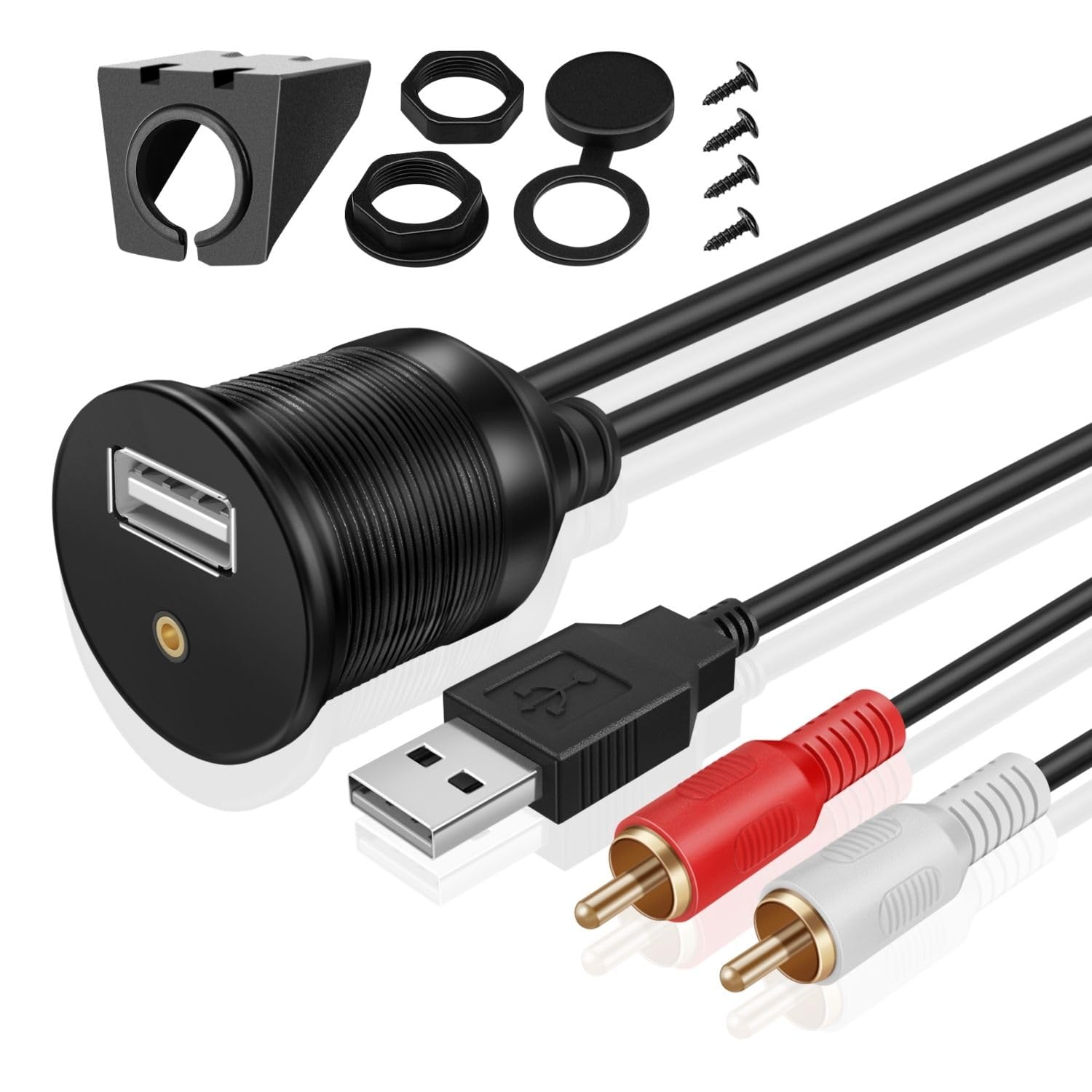 Amazon.com: TNP USB RCA Flush Mount Cable - Dashboard Panel Dash Mount ...