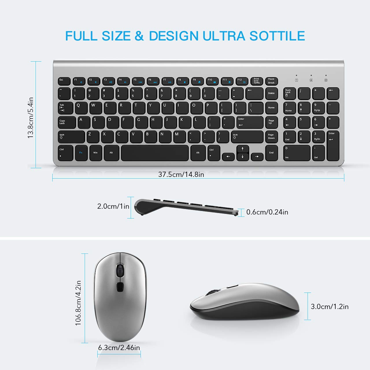 Wireless Keyboard Mouse Combo Wisfox 2 4ghz Slim Full B08hn5j9mm