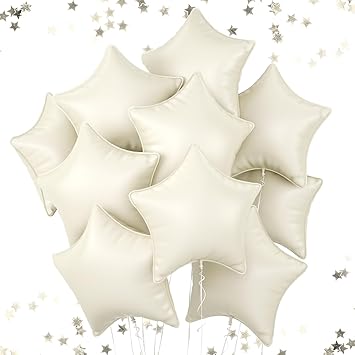 Amazon.com: 18 Inch Cream Star Balloons, 10 Pcs White Star Shape Foil ...