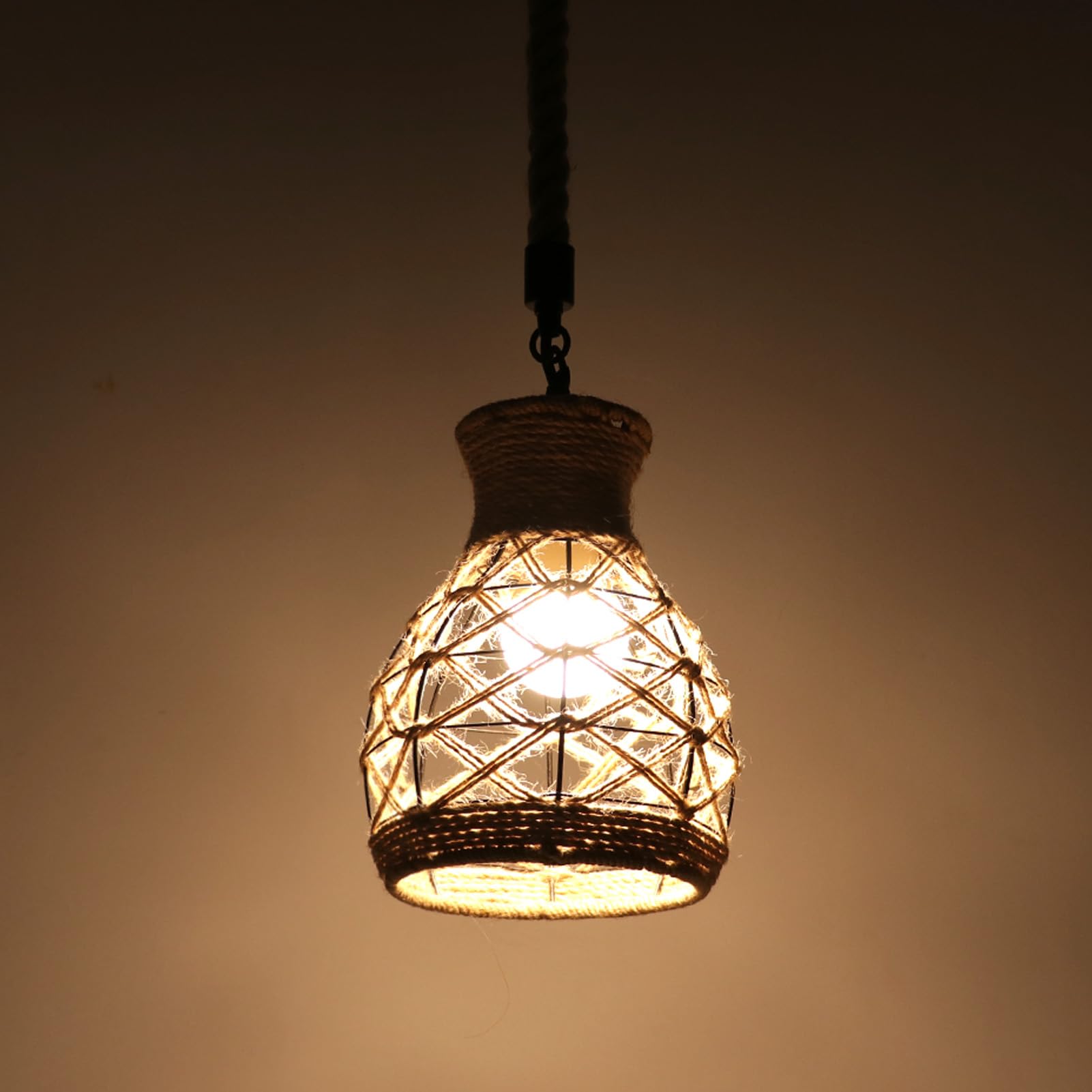 Kawell Hemp Rope Pendant Light Fixtures Vintage Farmhouse Ceiling ...