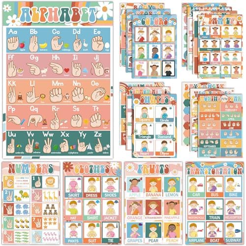 Amazon.com : gisgfim 18 Pieces ASL Poster America Sign Language Poster ...