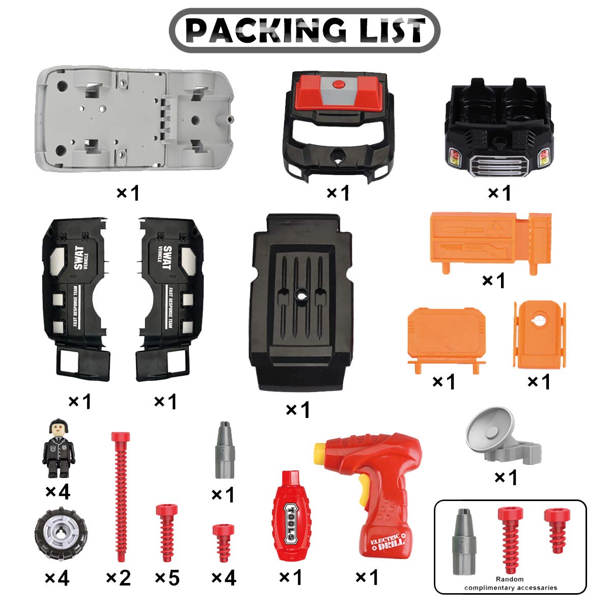 GILOBABY Take Apart Police Car with 4 Policemen, STEM Toy DIY Car with ...