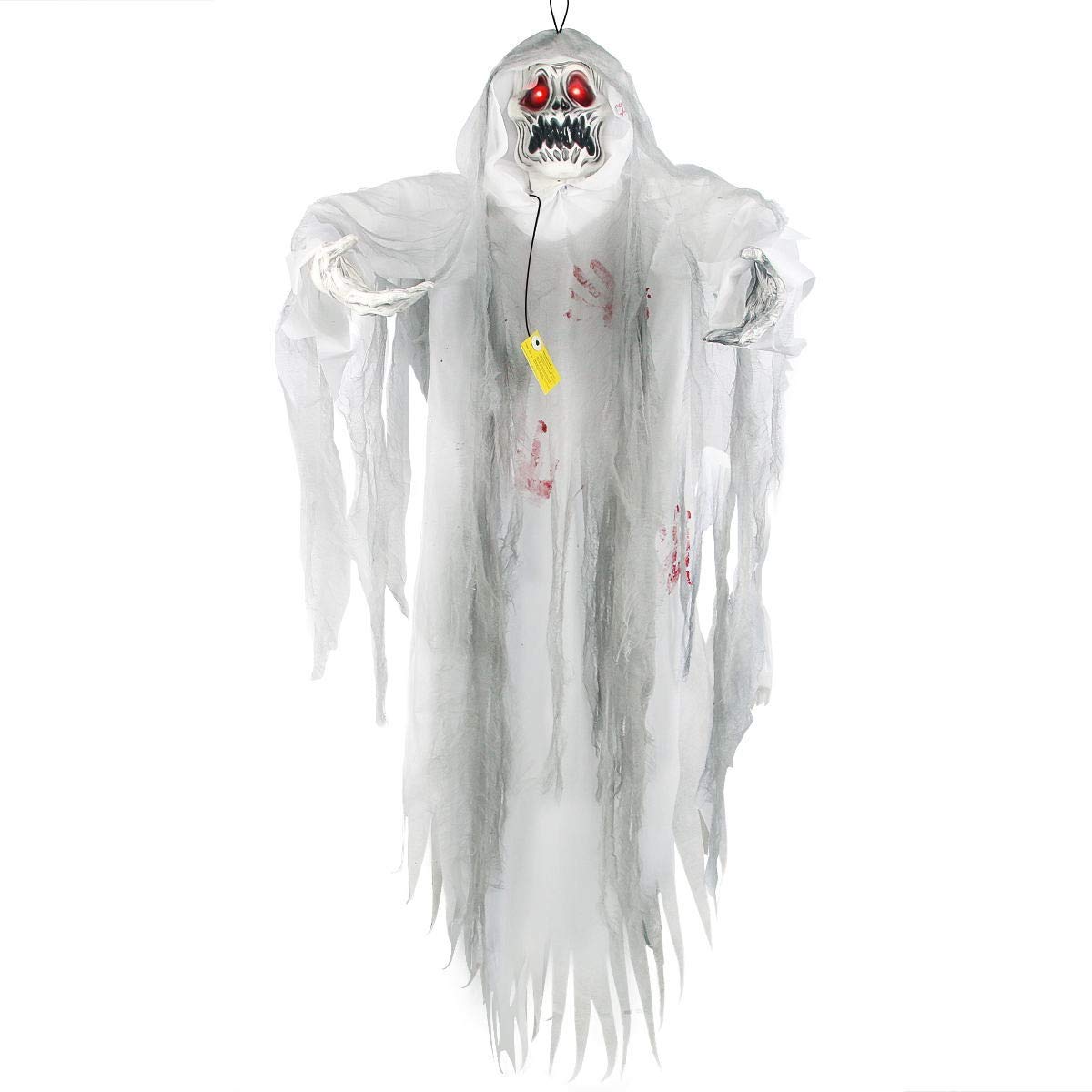 Amazon.com: Poseable Hanging Ghost with LED Glowing Eyes Animated ...